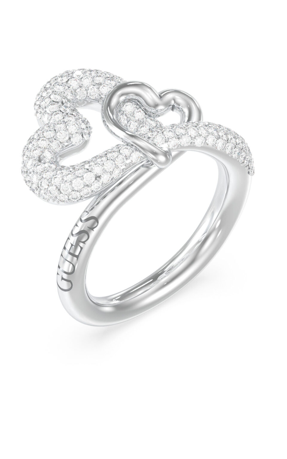 GUESS STEEL LOVE BITES JUBR06055JWRH-No.54 Δαχτυλίδι Ασημένιο Με ...